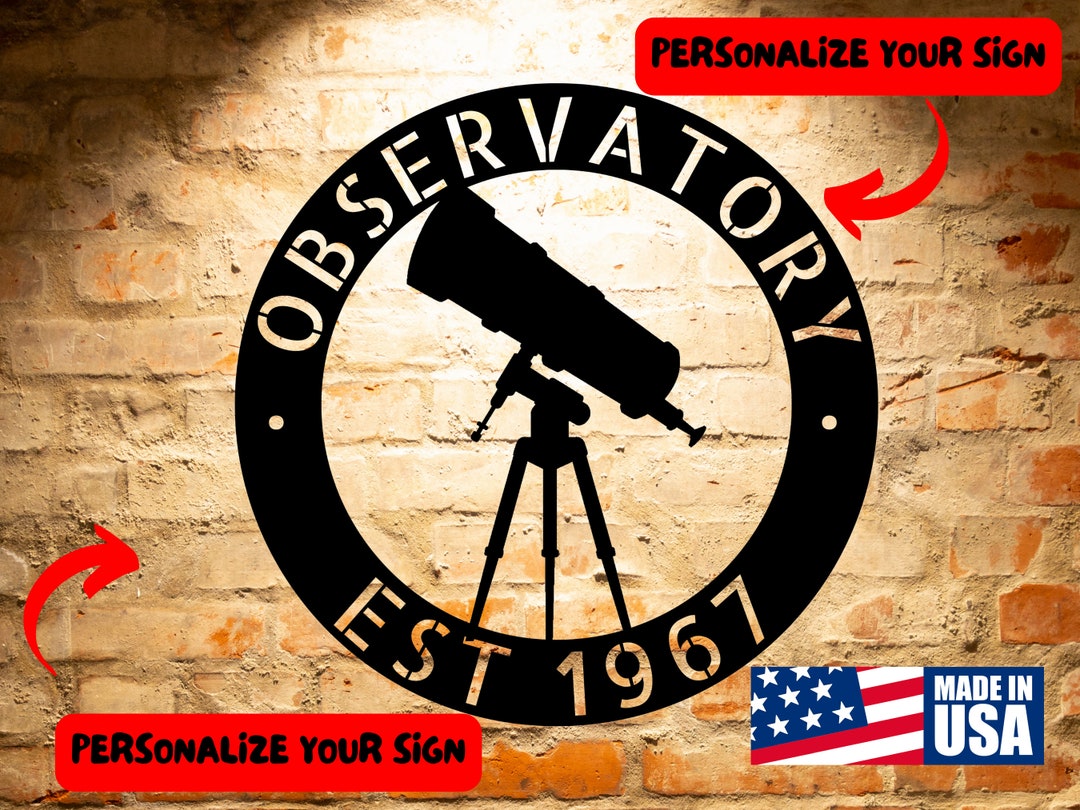Personalized Telescope Metal Sign: Custom Observatory Monogram Wall Art ...