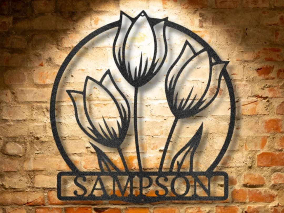 WILD TULIPS SIGN Monogram Steel Sign Personalized Wild Tulips Monogram ...