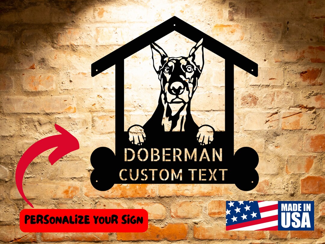 Custom Doberman Dog Sign, Personalized Dog Wall Art Decor, Handcrafted ...