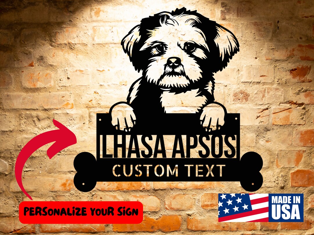 Personalized Lhasa Apsos Dog Name Sign, Custom Pet Wall Art for Lhasa ...