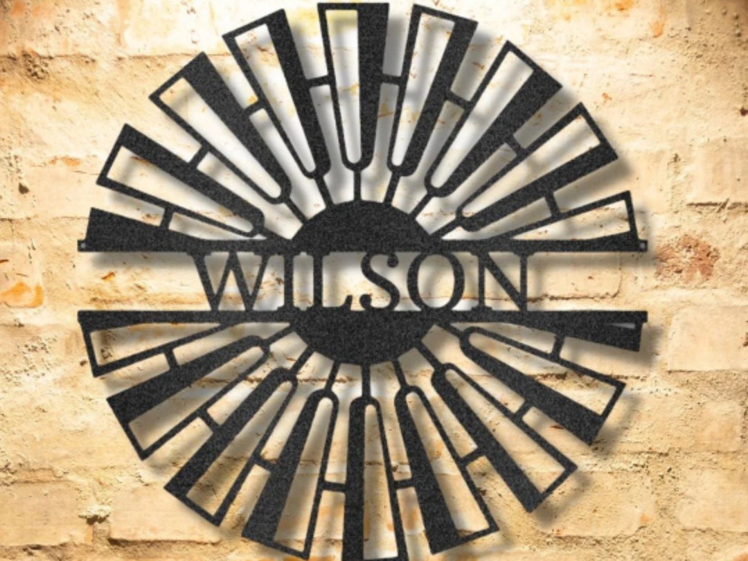 CUSTOM WINDMILL SIGN Monogram Steel Sign Personalized Fancy Farm ...