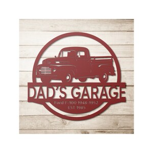 CUSTOMIZED GARAGE SIGN Monogram Wall Art Personalized Car Ford F 100 ...