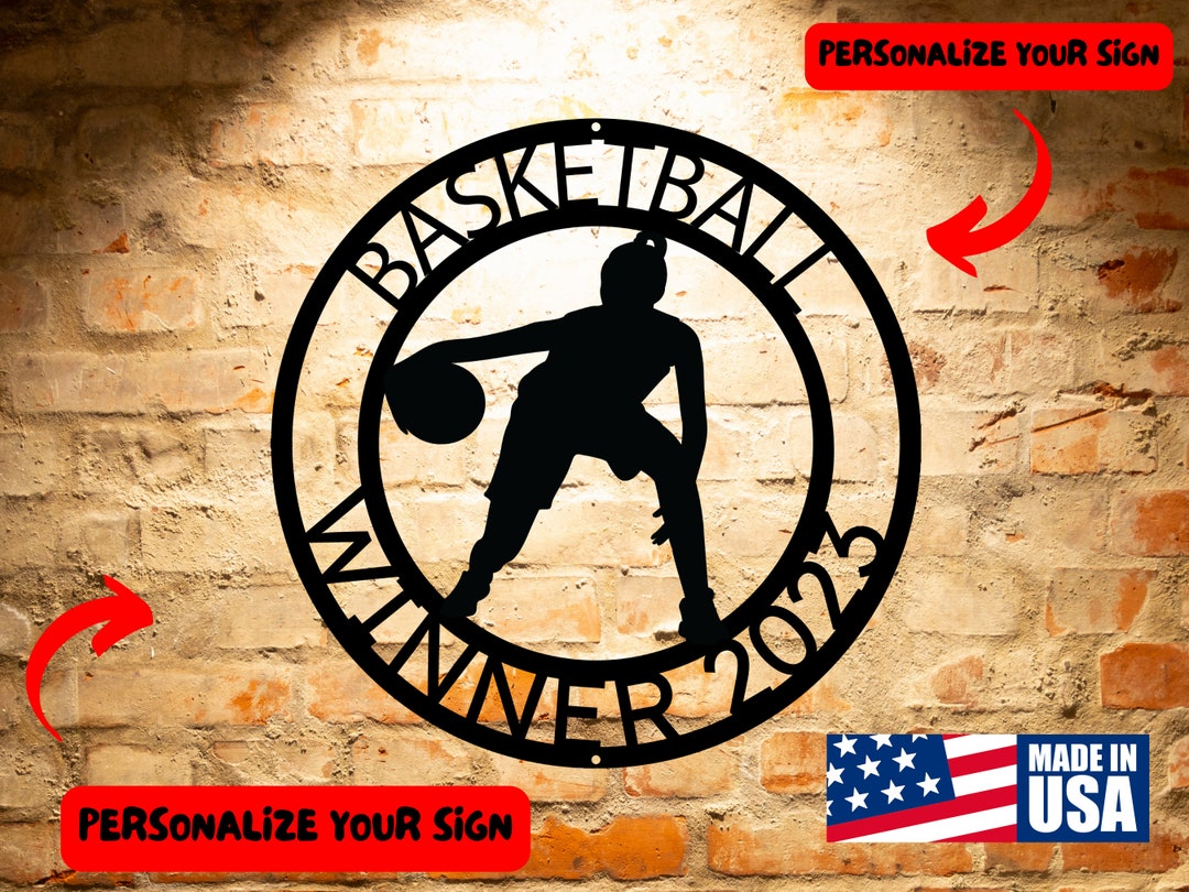 BASKETBALL SPORTS SIGN Monogram Steel Sign Personalize Basketball Wall ...