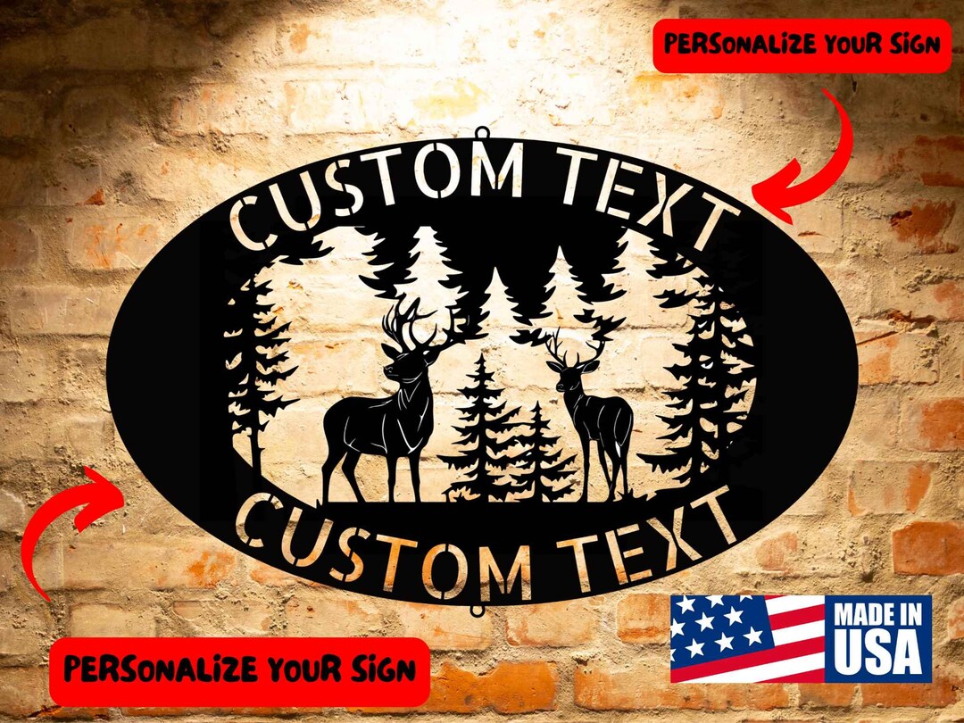 Personalized Deer Family Name Sign: Steel Monogram Wall Art - Etsy