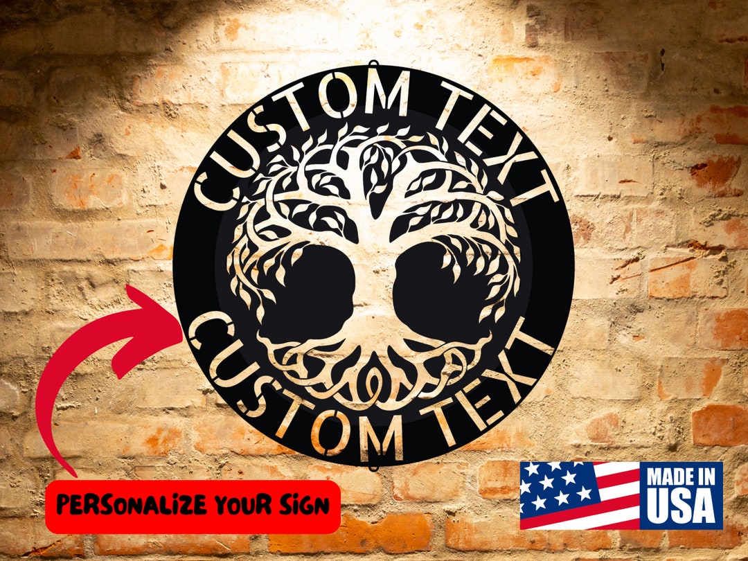 TREE OF LIFE Sign Monogram Steel Sign Custom Family Name Tree of Life ...