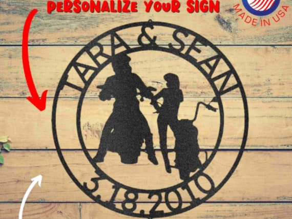 Personalized Biker Sign Monogram Steel Sign Custom Couple - Etsy