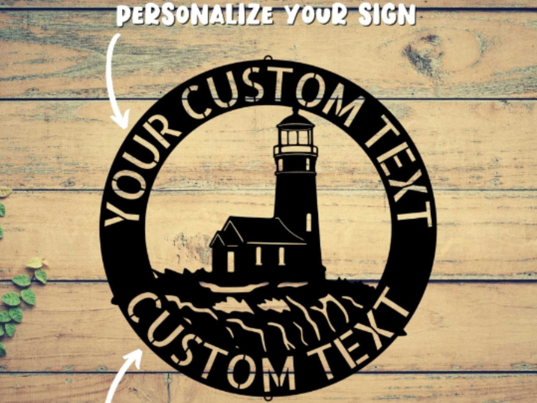 Light House Sign Monogram Steel Sign Personalized Light House Wall Art ...