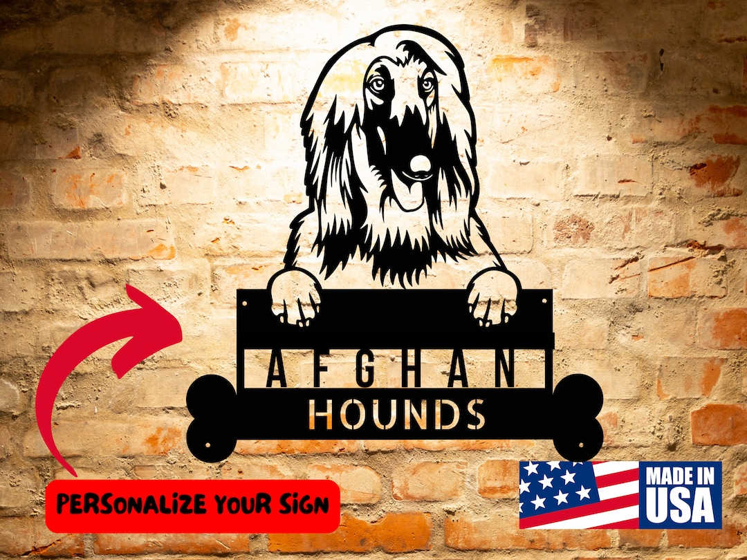 AFGHAN HOUNDS SIGN, Custom Dog Breed Sign, Personalized Welcome Sign ...