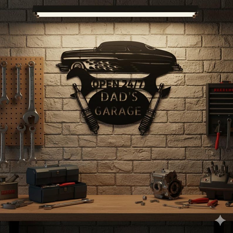 Personalized Garage Sign: Monogram Steel Car Wall Art - Etsy