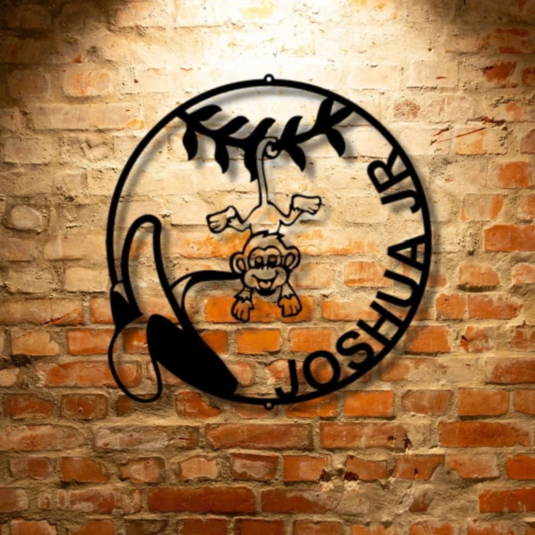 Personalized Monkey Monogram Steel Sign Our Little Monkey - Etsy