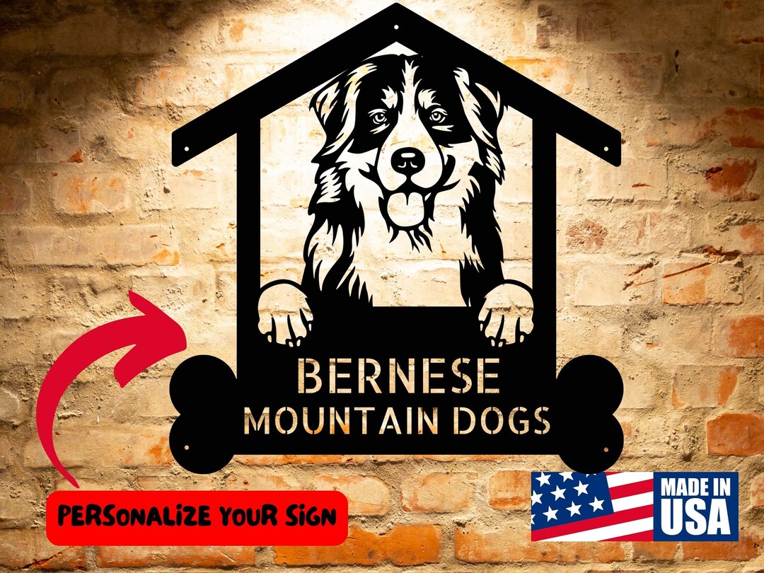 Personalized Bernese Mountain Dog Sign, Custom Animal Welcome Sign for ...
