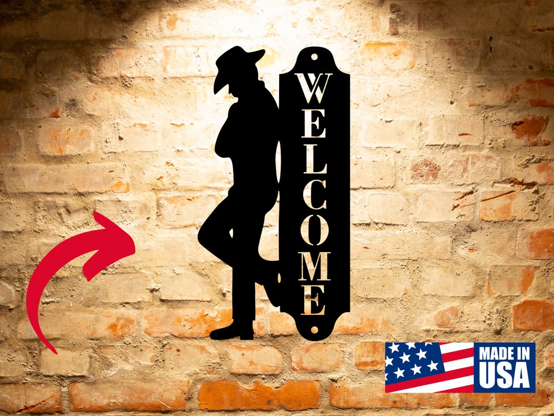 Personalized Cowboy Welcome Sign: Steel Monogram, Western Rustic Decor ...