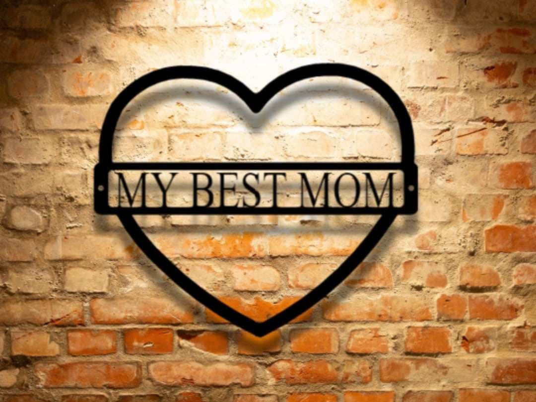 BEST MOM SIGN Monogram Wall Art Custom Best Mom Monogram Steel Sign ...