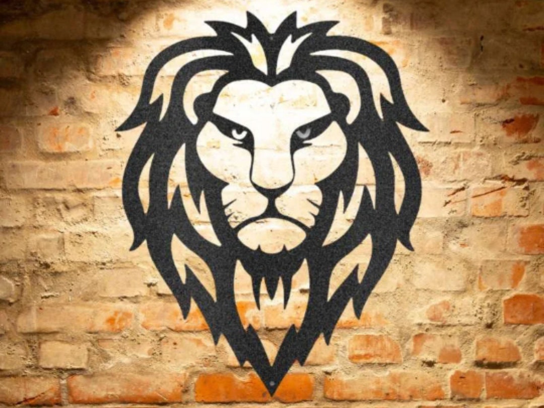 LION HEAD SIGN Lion Head Wall Art Monogram Steel Sign Office Wall Art ...