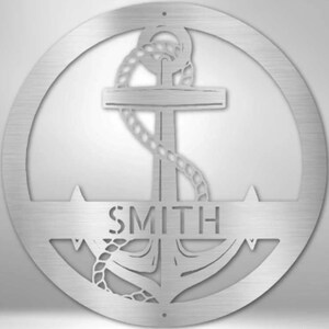 ANCHOR NAME SIGN Monogram Steel Sign Personalized Anchor Name Monogram ...