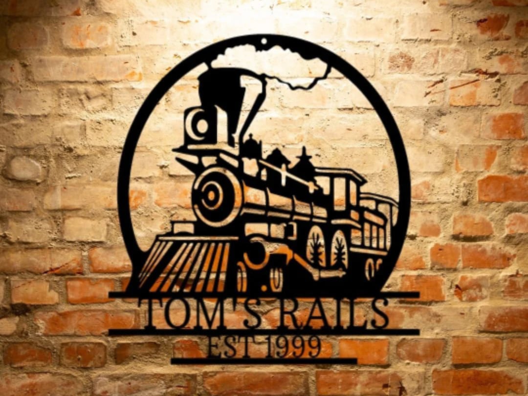 TRAIN NAME SIGN Monogram Steel Sign Customized Old Fashion Train ...