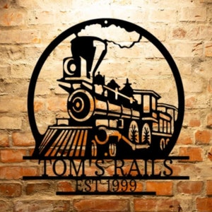 TRAIN NAME SIGN Monogram Steel Sign Customized Old Fashion Train ...