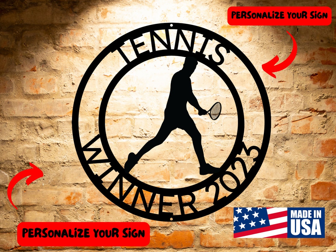 TENNIS PLAYER SIGN Steel Monogram Wall Art, Customized Tennis Player ...