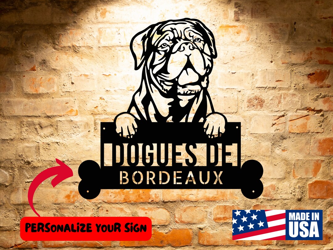 Custom Dogue De Bordeaux Sign Custom Dog Name Sign Wall Art - Etsy