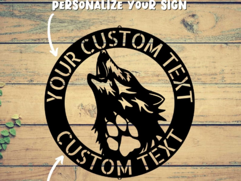 Personalized Wolf Sign Monogram Steel Sign Custom Howling Wolf - Etsy