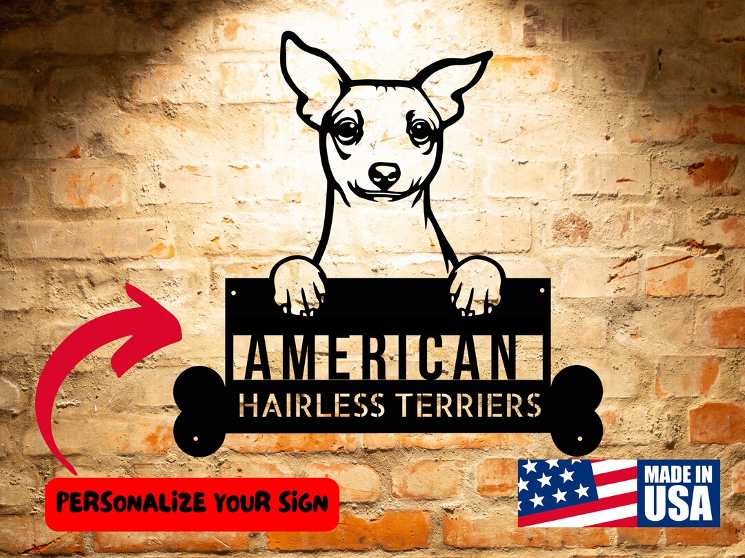 HAIRLESS TERRIERS DOG Sign, Personalized Dog House Decor, Customized ...