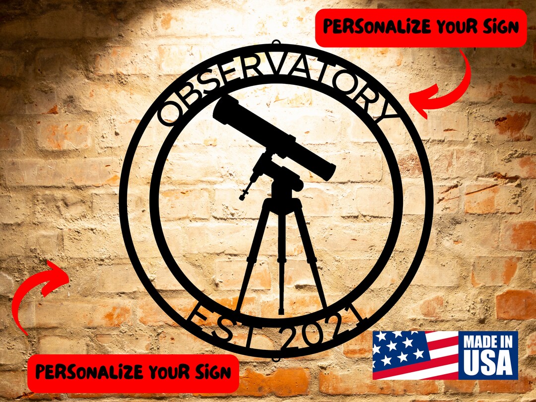 OBSERVATORY SIGN Monogram Wall Art Customized Telescope Name ...