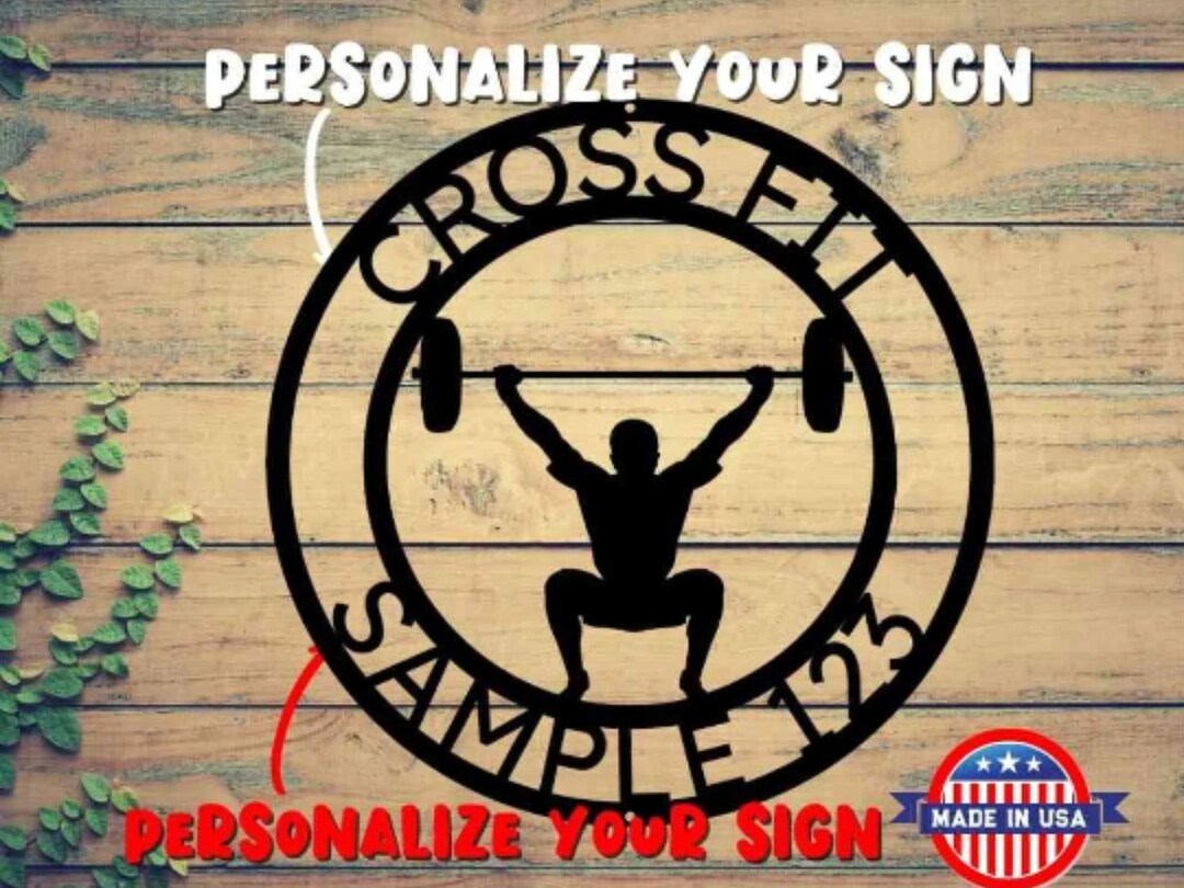 Custom Crossfit Sign Monogram Steel Sign Personalize Powerlifting Sport ...