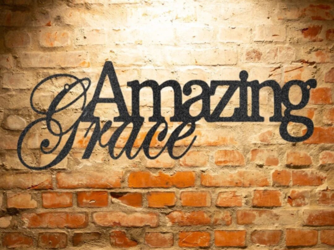 AMAZING GRACE SIGN Monogram Steel Sign Religious Monogram Wall Decor ...