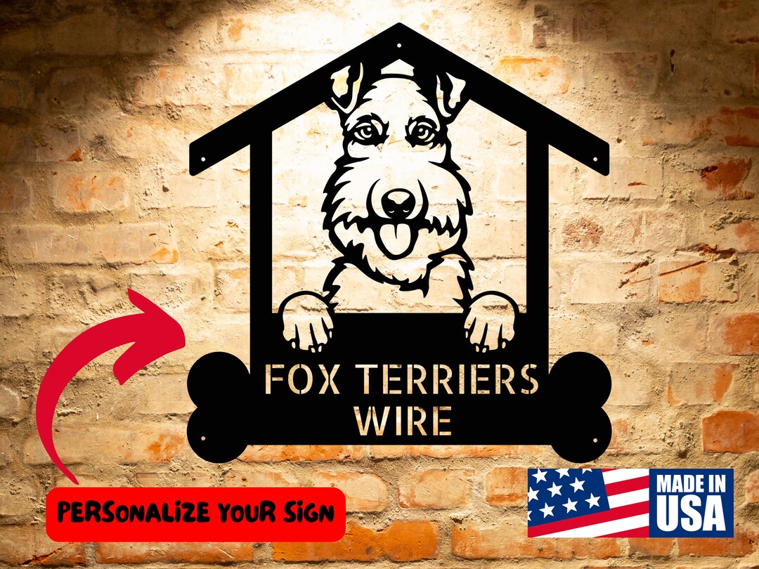 Personalized Wire Fox Terriers Dog Sign, Custom Dog Wall Art ...
