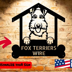 Personalized Wire Fox Terriers Dog Sign, Custom Dog Wall Art ...