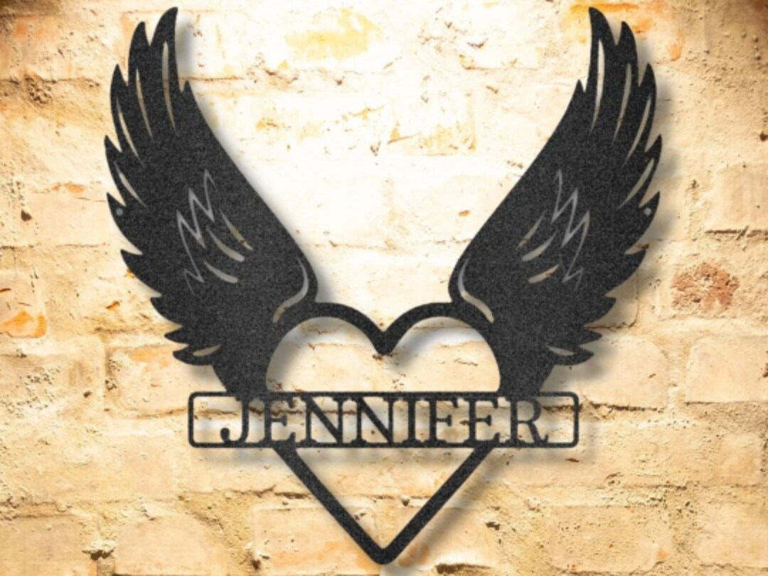 ANGEL WINGS SIGN Monogram Wall Art Customized Angels Wings Monogram ...