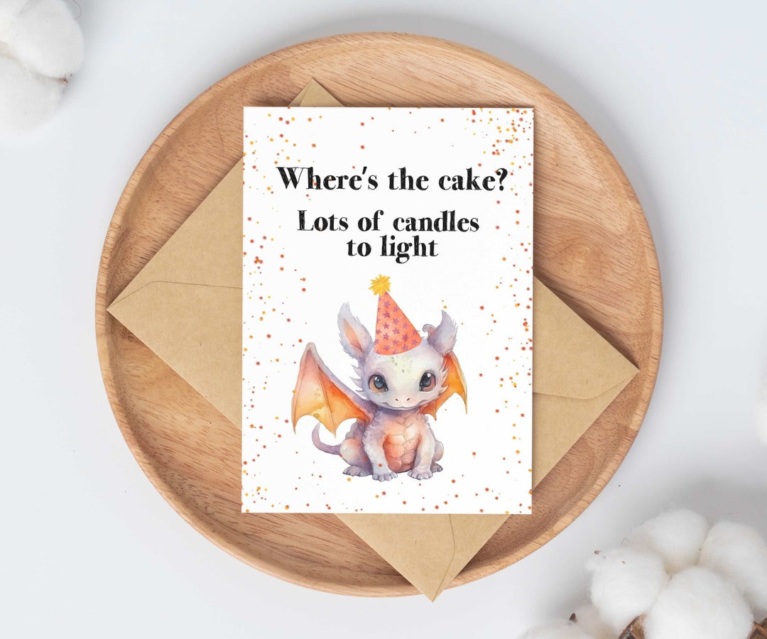 Cute Dragon Birthday Card / Happy Birthday Gift for Friend / Card for ...