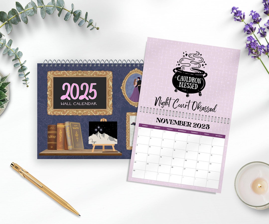 Bookish 2025 Calendar Book Lover Gift for Reader Bookshelf Decor Acotar ...