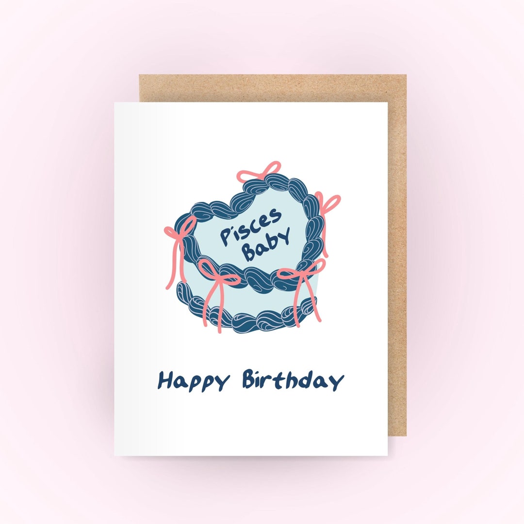 Pisces Birthday Card for Her / Cute Card for Friend / February March ...