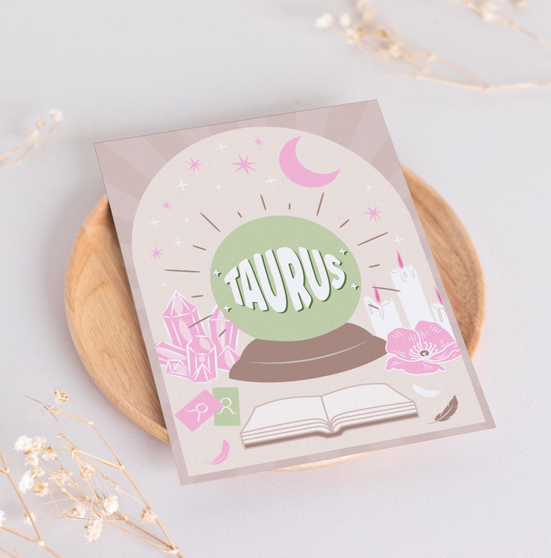 Taurus Birthday Card for Her / Cute Zodiac Card for Friend / April May ...