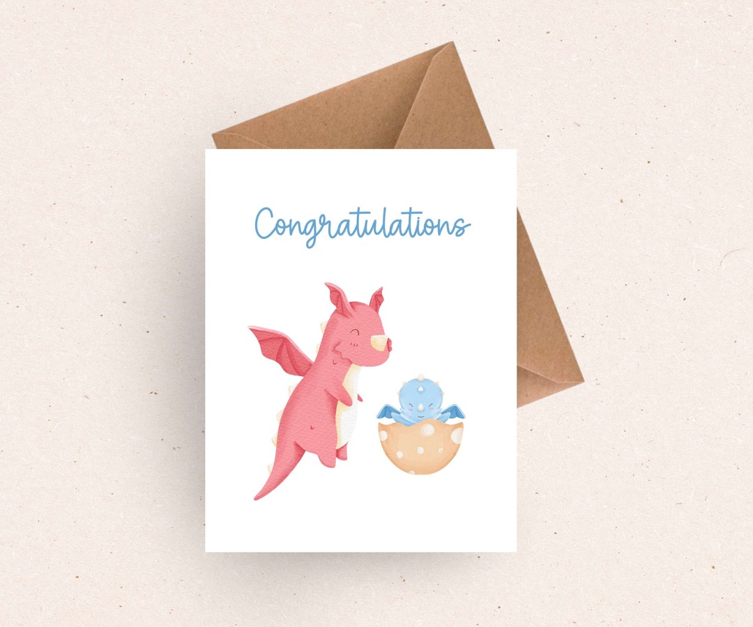Cute Baby Shower Card for Expecting Mom / Dragon Egg Congratulations ...