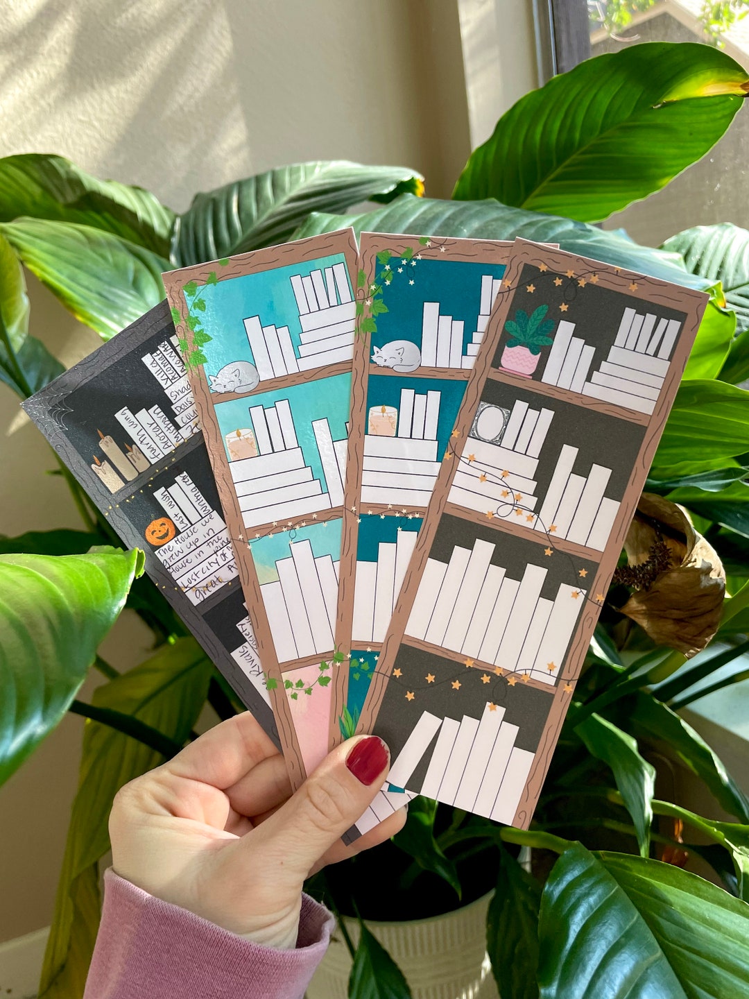 Bookshelf Tracker Bookmarks Set | Cute Fantasy Bookmarks | Booktok ...