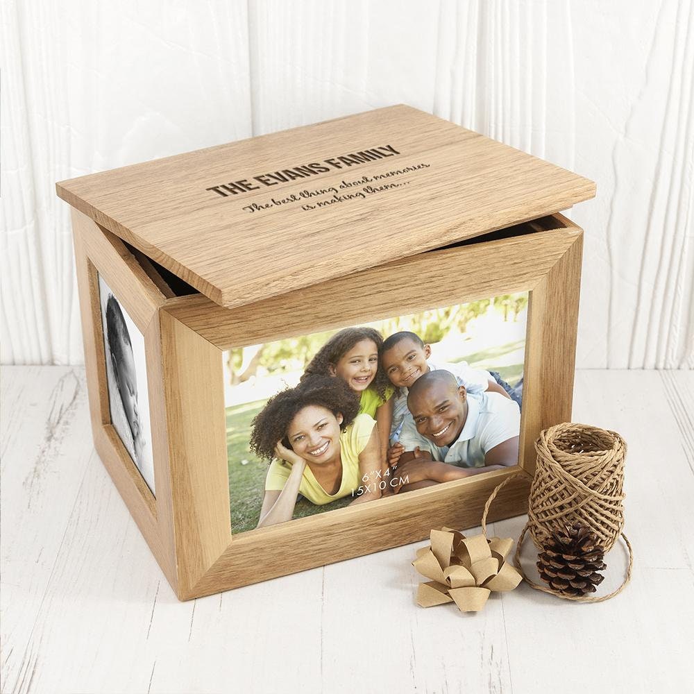 Personalised We Are Family Midi Oak Photo Cube Keepsake Box - Etsy UK