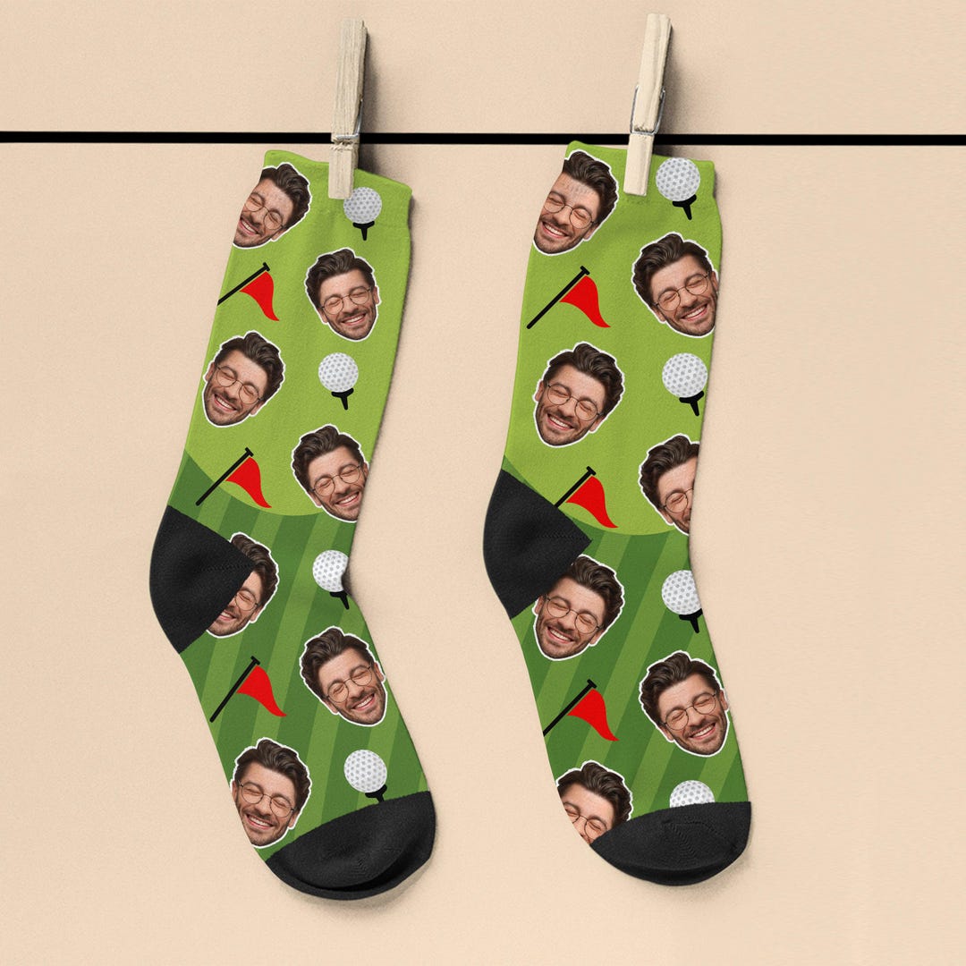 Personalised Golf Course Face Photo Socks - Etsy