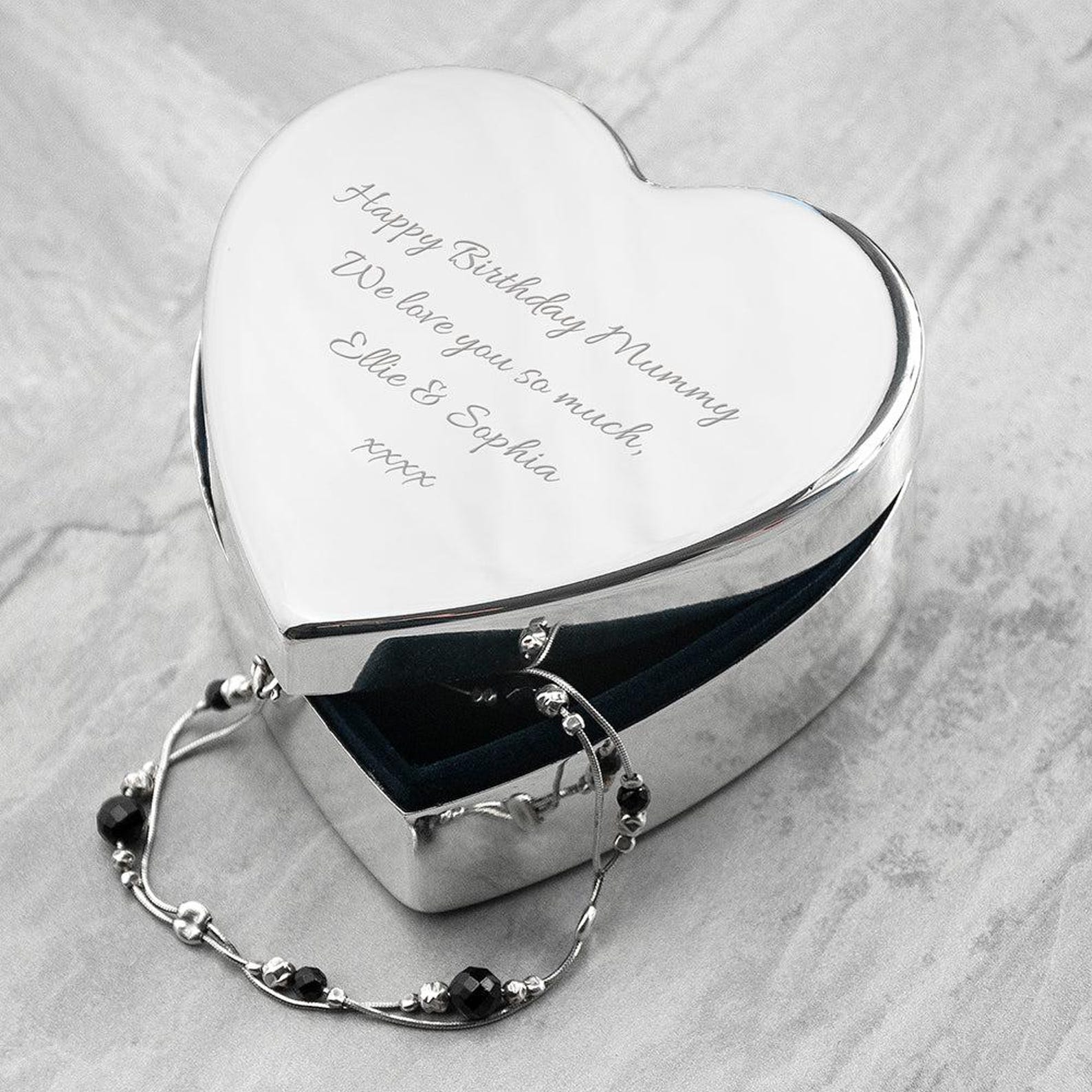 Personalised Classic Silver Heart Trinket Box - Etsy