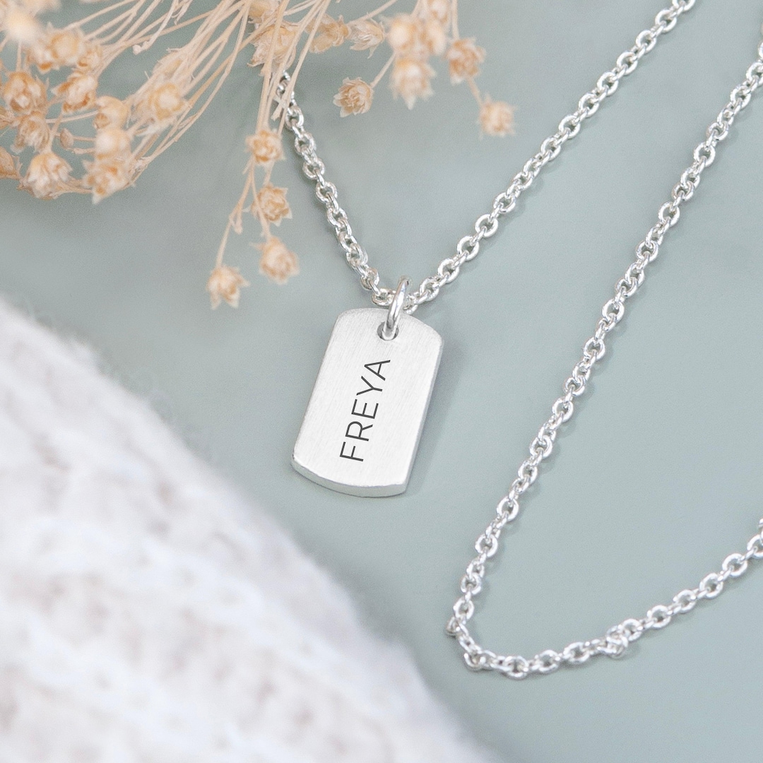 Personalised Silver Name Tag Necklace - Etsy