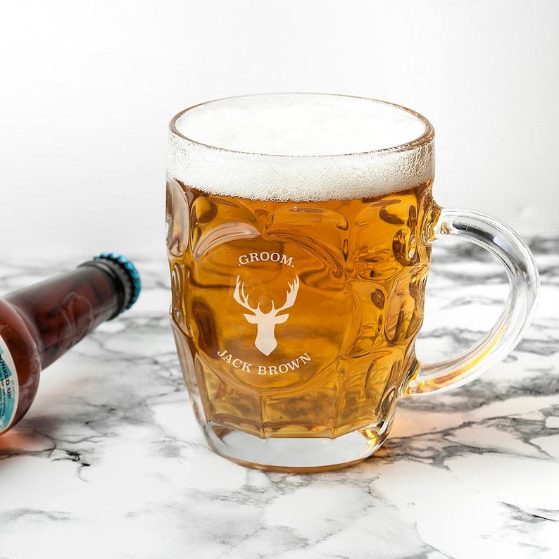 Personalised Stag Dimpled Beer Glass - Etsy UK