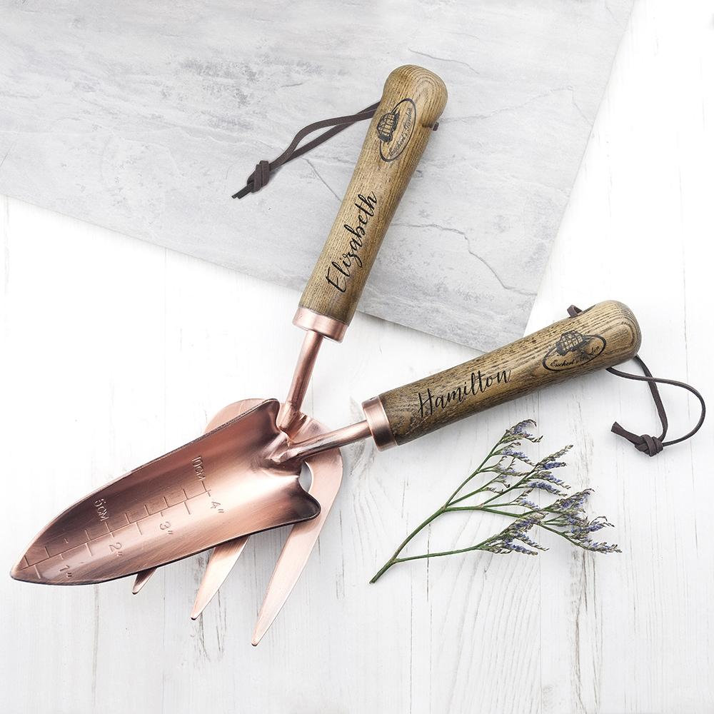 Personalised Luxe Copper Trowel and Fork Set Gardening Gifts - Etsy UK