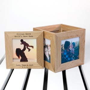 Personalised Oak Photo Cube Keepsake Box, Valentine's Day, Father's Day, Gift for Him, Gifts for ...