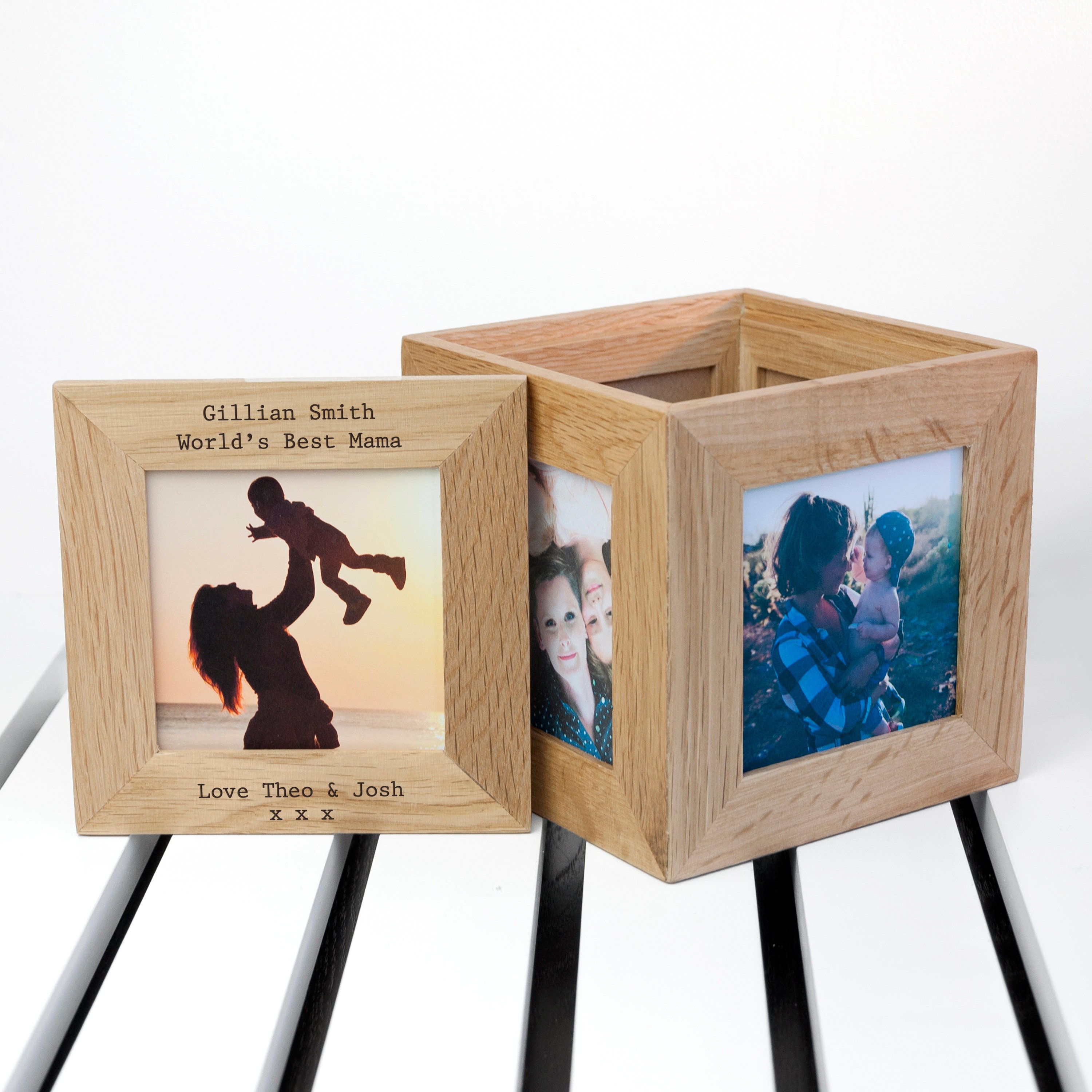 Personalised Oak Photo Cube Keepsake Box Mother's Day - Etsy UK