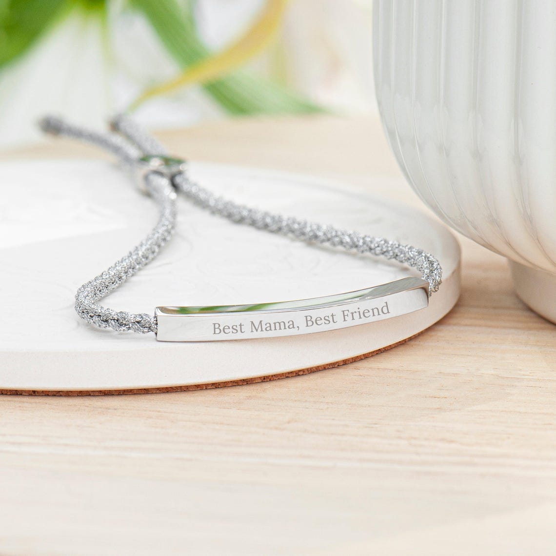 Personalised Silver Identity Rope Bracelet - Etsy
