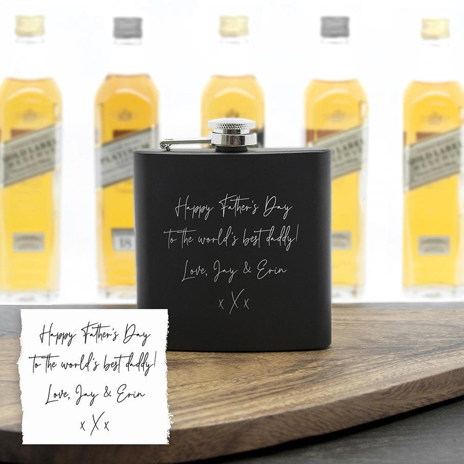 Personalised Handwriting Black Hip Flask Keepsake - Etsy UK