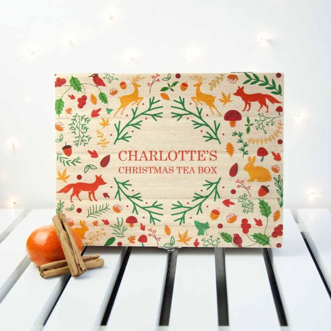 Personalised Festive Woodland Christmas Tea Box - Etsy