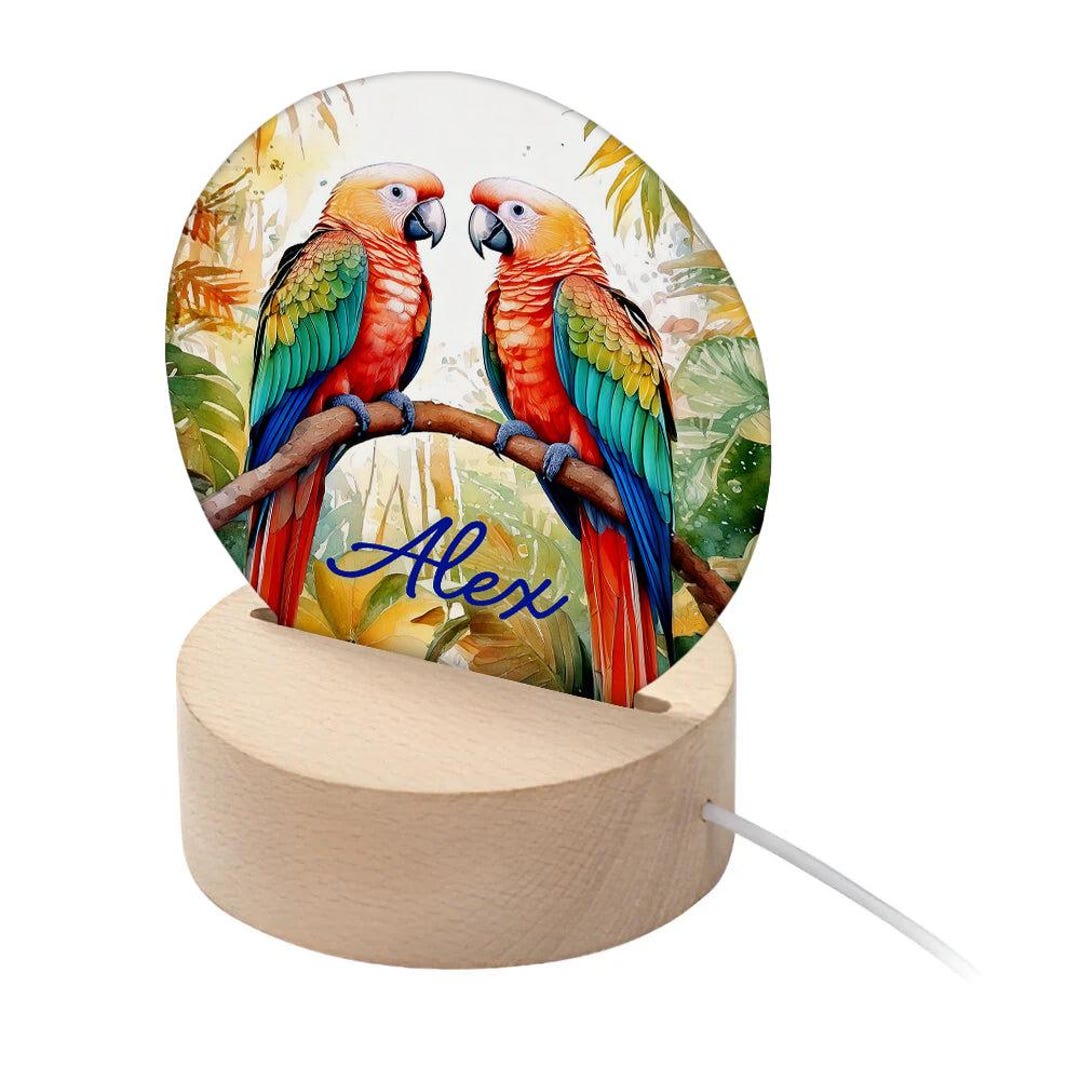 Personalised Kid's Tropical Parrots LED Night Light - Etsy