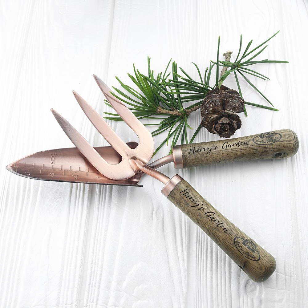 Personalised Luxe Copper Trowel and Fork Set Gardening Gifts - Etsy UK